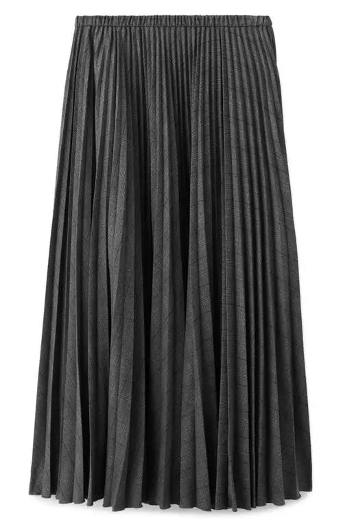 Mango Check Pleated Maxi Skirt