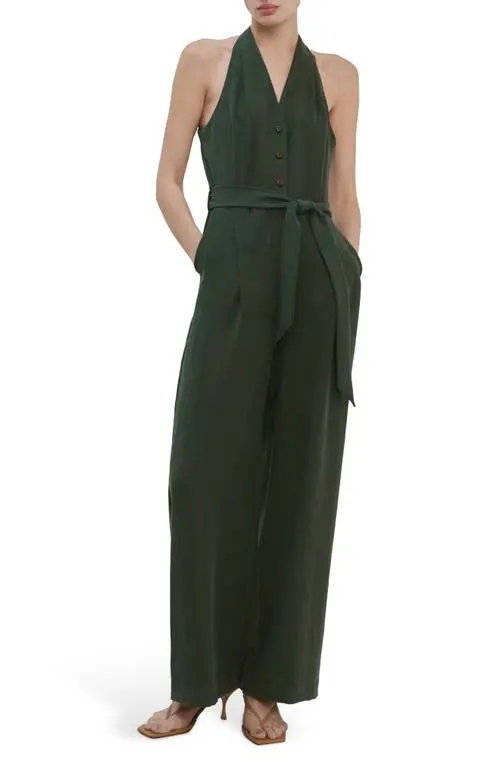 Mango Halter Neck Belted Jumpsuit