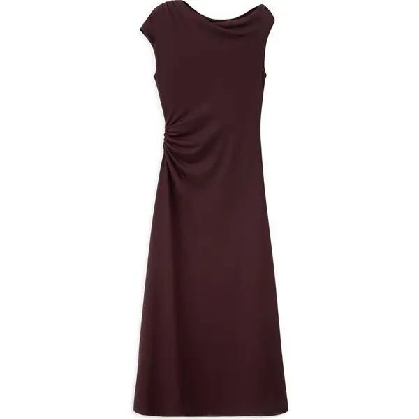 Mango Ruched Maxi Dress - Wine