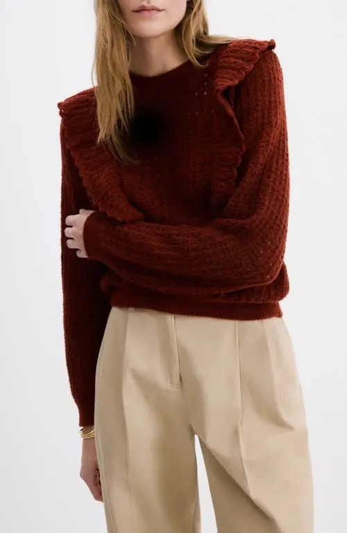 Mango Openwork Sweater - Burnt Orange