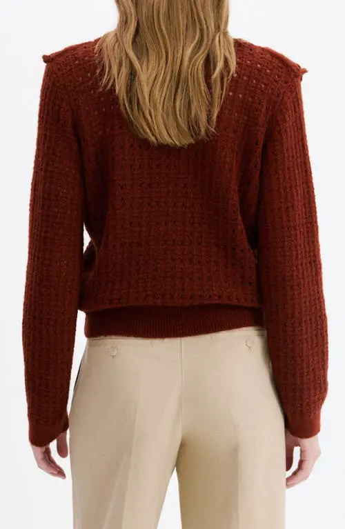 Mango Openwork Sweater - Burnt Orange