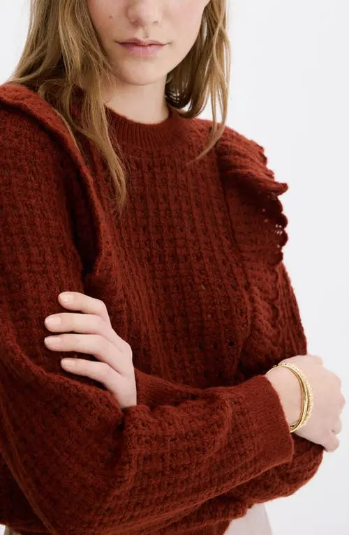 Mango Openwork Sweater - Burnt Orange
