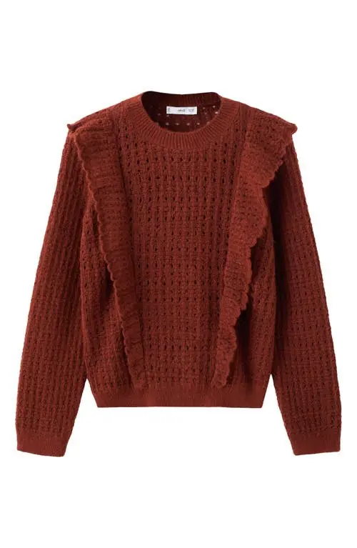 Mango Openwork Sweater - Burnt Orange
