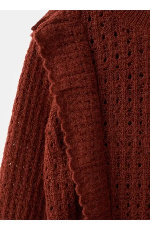 Mango Openwork Sweater - Burnt Orange