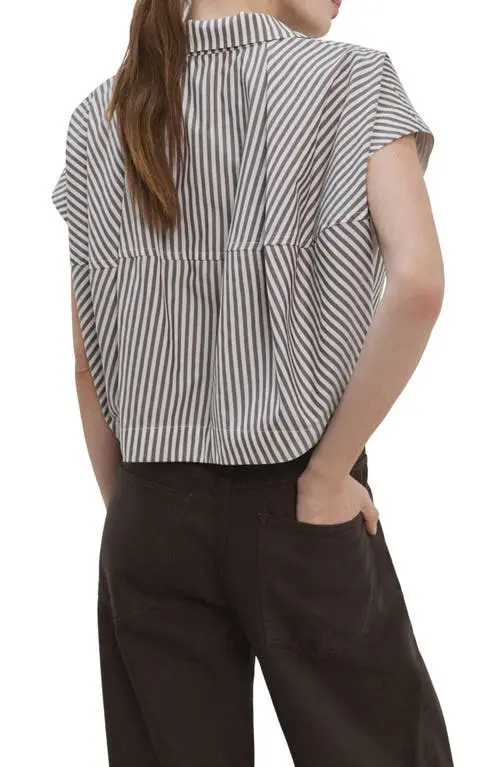 Mango Striped Cropped Button-up Shirt
