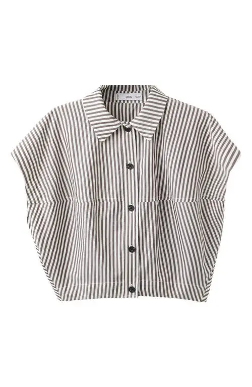 Mango Striped Cropped Button-up Shirt