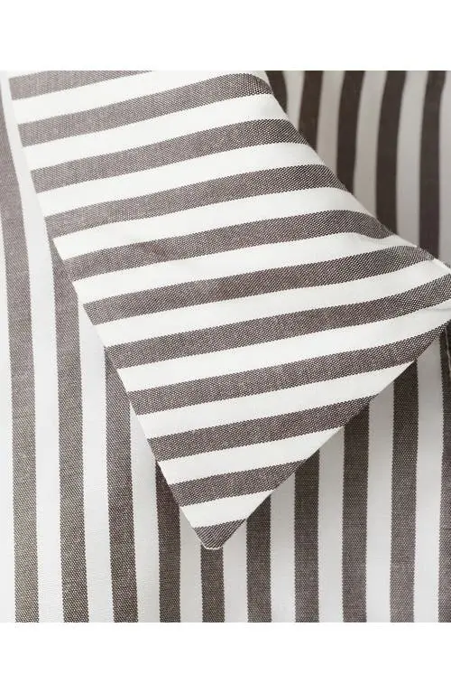 Mango Striped Cropped Button-up Shirt