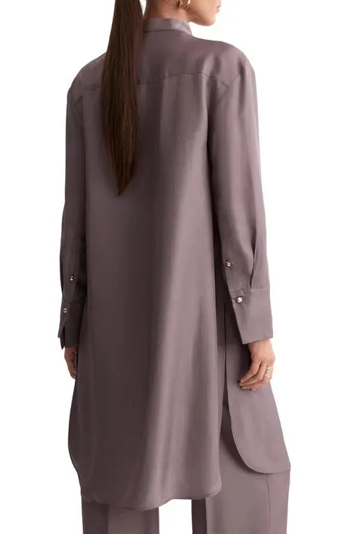 Mango Long Shirt With Stand Collar