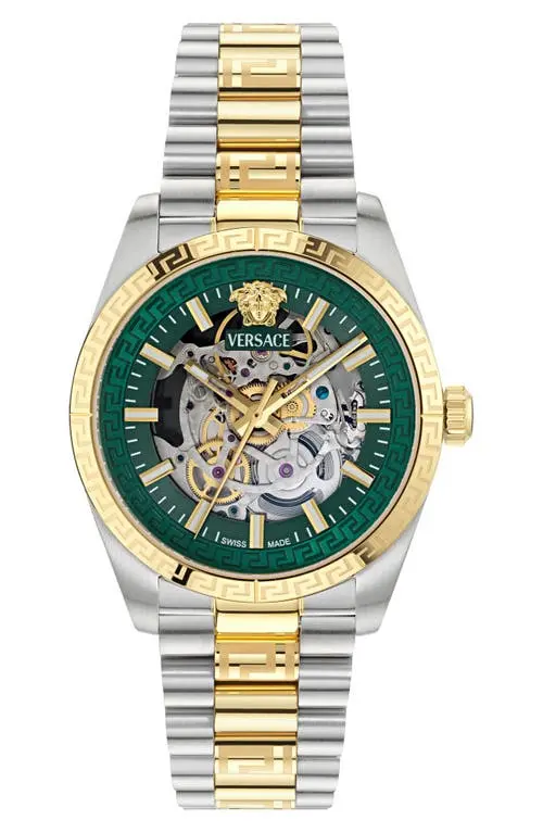 Versace Millenyium Limited Edition Skeleton Automatic Bracelet Watch - Two Tone