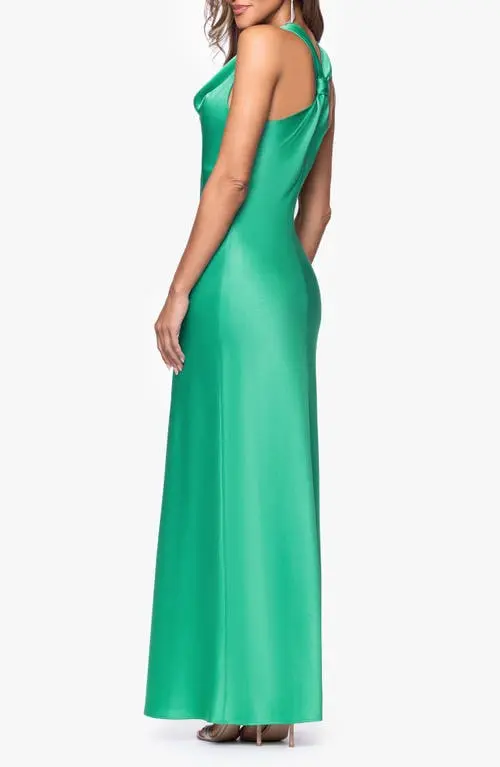 XSCAPE EVENINGS Cowl Neck Satin Gown - Green