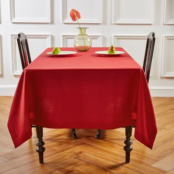 Solino Home Linen Tablecloth For Dining Table - Cherry