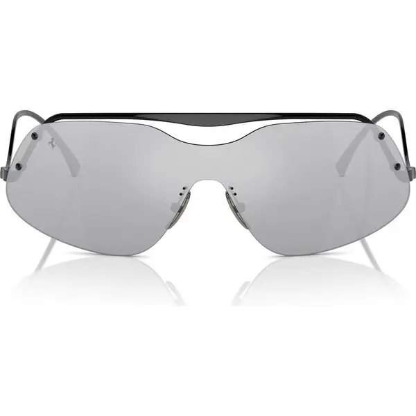 SCUDERIA FERRARI 138mm Rectangular Sunglasses - Black/mirror Silver