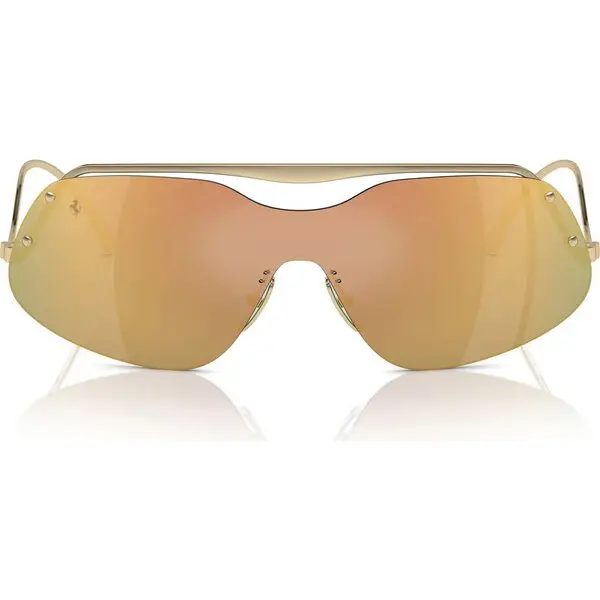 SCUDERIA FERRARI 138mm Rectangular Sunglasses - Pale Gold/gold Mirror Blue
