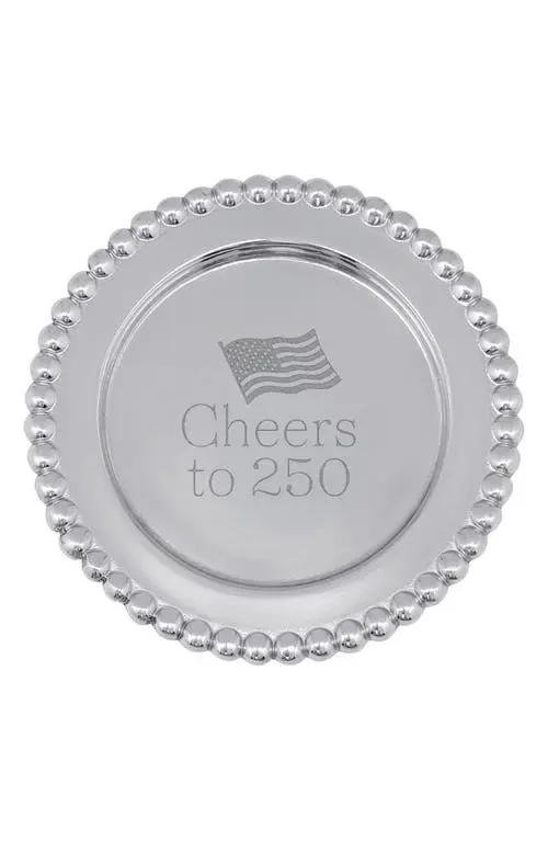 MARIPOSA Cheers To 250 Beaded Wine Plate - Silver