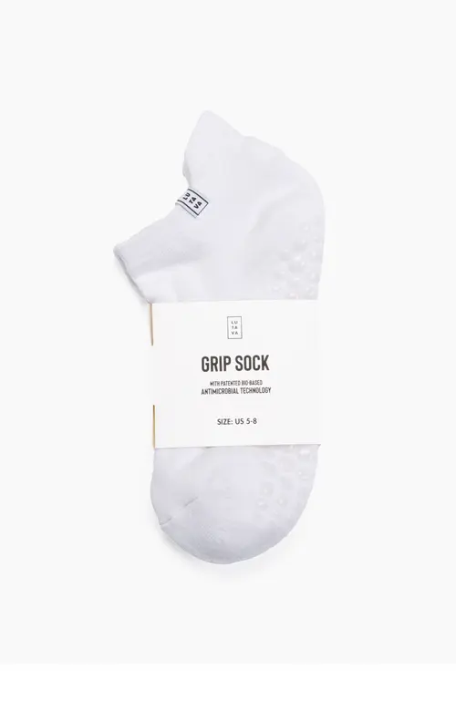 LUTAVA Antimicrobial Grip Sock- Ankle With Clear Grip4 Pack - White