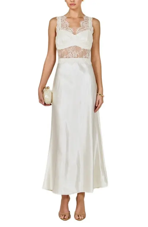 Endless Rose Lace Trim Midi Dress - Ivory