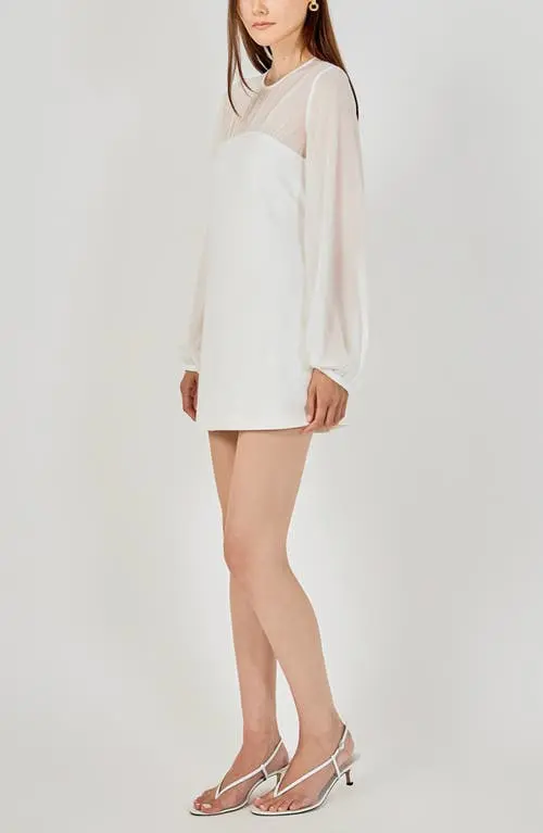 Endless Rose Long Sleeve Mini Dress - White