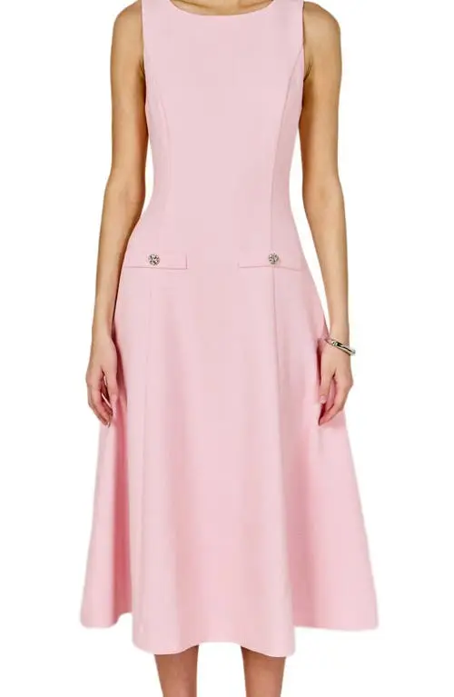 Endless Rose Sleeveless Tweed Midi Dress - Pink