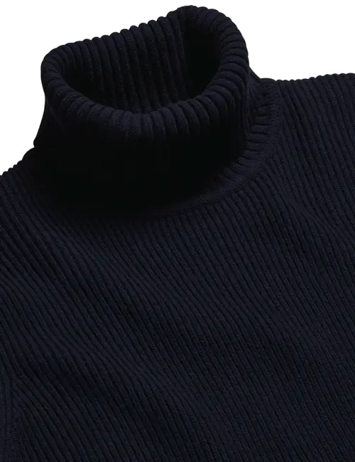 CHARLES TYRWHITT Merino Chunky Roll Neck Sweater - Navy