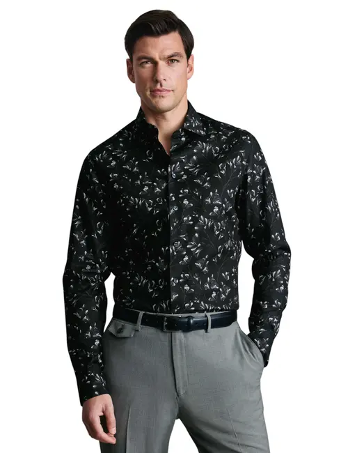 CHARLES TYRWHITT Non-iron Stretch Floral Print Shirt