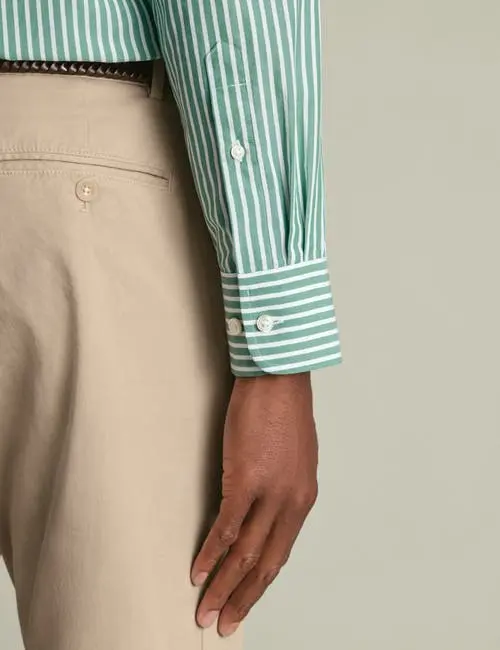 CHARLES TYRWHITT Stretch Washed Poplin Shirt - Light Green