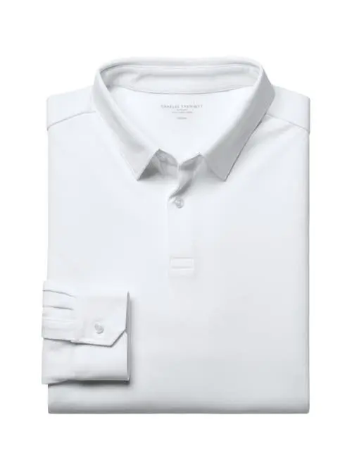 CHARLES TYRWHITT Long Sleeve Jersey Polo - White
