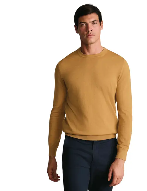 CHARLES TYRWHITT Merino Wool Crew Neck Sweater - Camel
