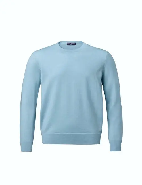 CHARLES TYRWHITT Merino Wool Crew Neck Sweater - Ice Blue