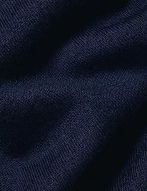 CHARLES TYRWHITT Merino Wool Zip Polo - Navy