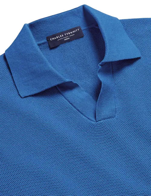 CHARLES TYRWHITT Cotton Honeycomb Trophy Neck Sweater