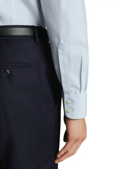 CHARLES TYRWHITT Non-iron Royal Oxford Shirt - Ice Blue