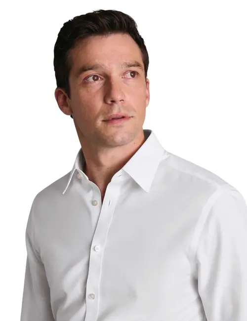CHARLES TYRWHITT Non-iron Twill Point Collar Shirt - White