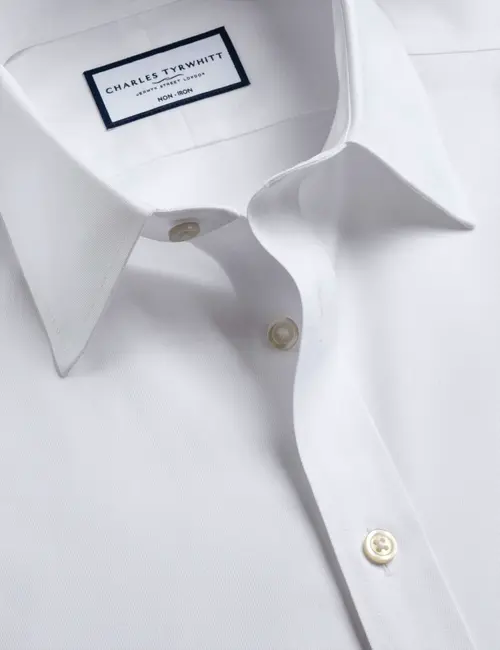 CHARLES TYRWHITT Non-iron Twill Point Collar Shirt - White