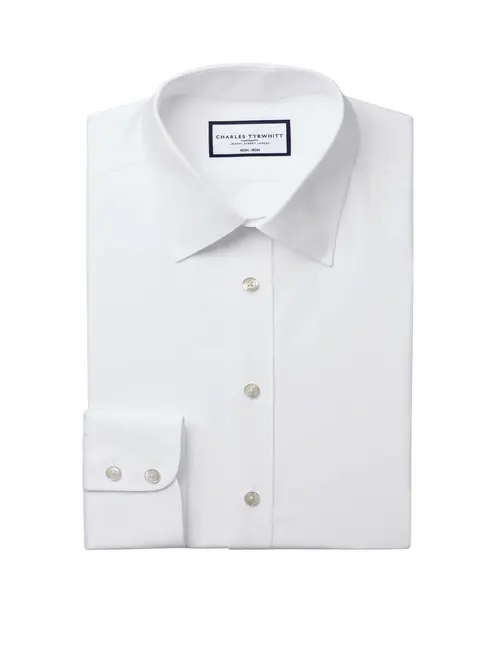 CHARLES TYRWHITT Non-iron Twill Point Collar Shirt - White