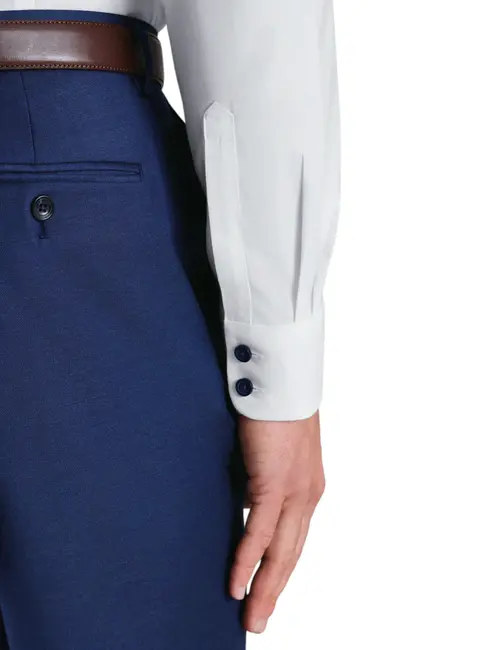 CHARLES TYRWHITT Non-iron Twill With Contrast Blue Buttons Shirt