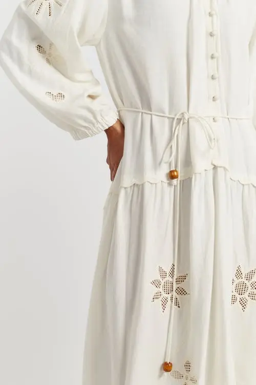 Chinti & Parker Linen-blend Broderie Midi Dress