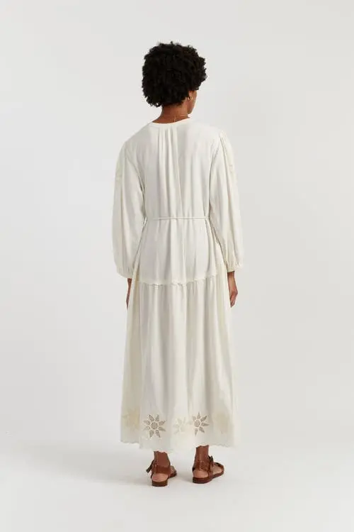 Chinti & Parker Linen-blend Broderie Midi Dress