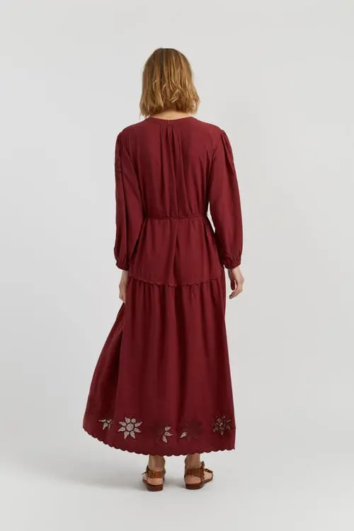 Chinti & Parker Linen-blend Broderie Midi Dress - Sienna