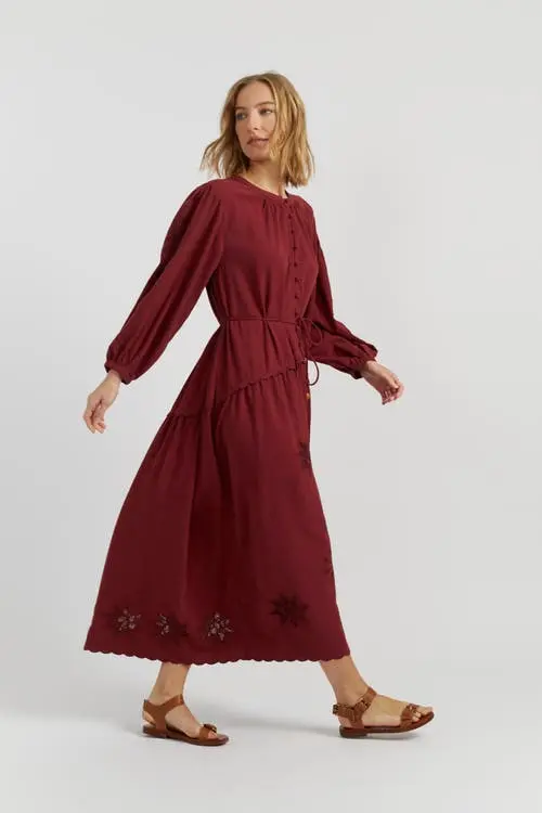 Chinti & Parker Linen-blend Broderie Midi Dress - Sienna