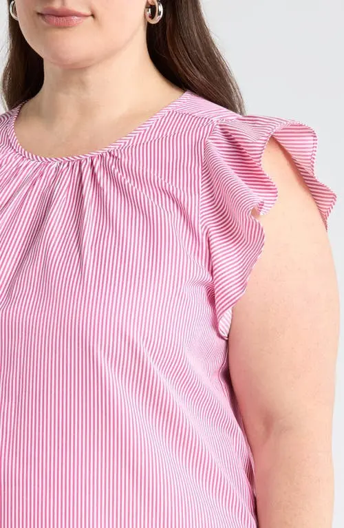 SUGARLIPS Striped Ruffle Trim Top