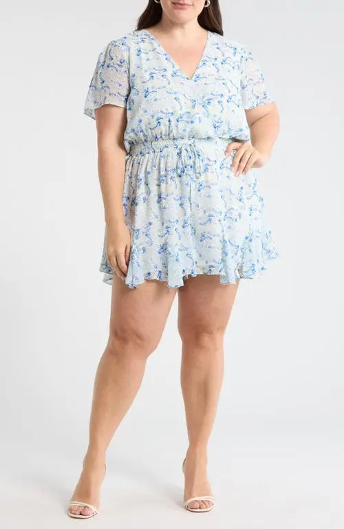 SUGARLIPS Corinna Paisley Romper - Blue-white