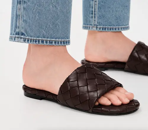 SIMONMILLER Woven Salerno Slide Sandals With Platform - Chocolate