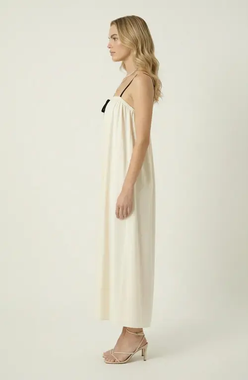MODENAIRE Strapless Tie Front Maxi Dress