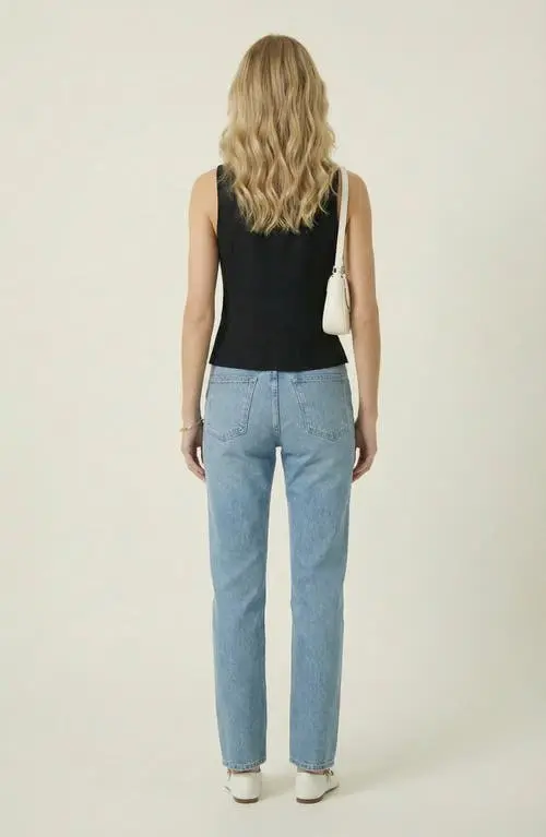 MODENAIRE Tailored Sleeveless Button-up Vest With Asymmetrical Hem