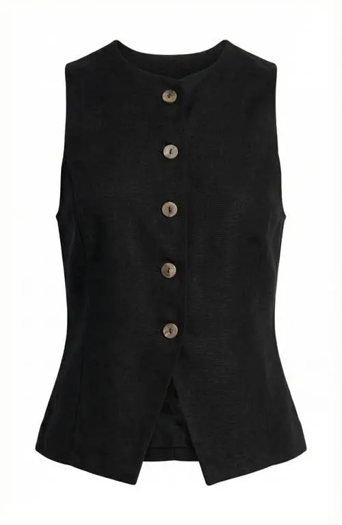 MODENAIRE Tailored Sleeveless Button-up Vest With Asymmetrical Hem