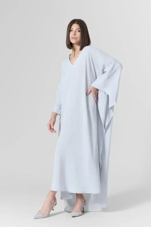 LE FAFO Luna Silk Crepe-cady Gown - Light Blue