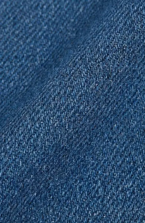 MODENAIRE Studded Collared Denim Mini Dress - Mid-wash Blue