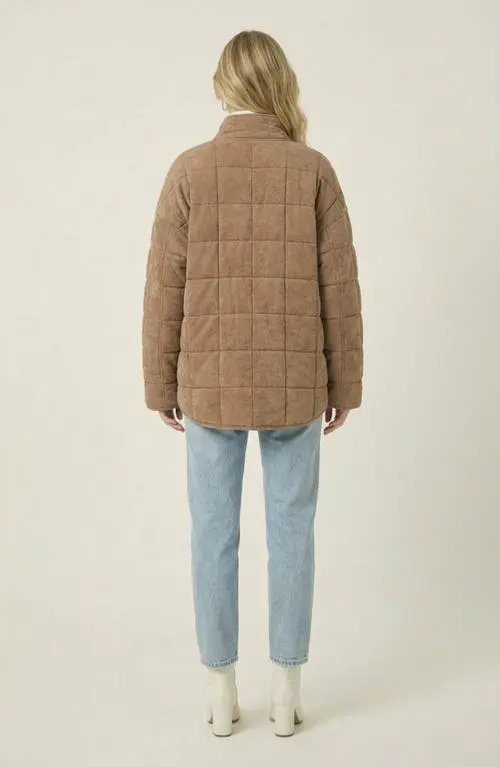 MODENAIRE Quilted Fleece Long Sleeve Jacket - Camel