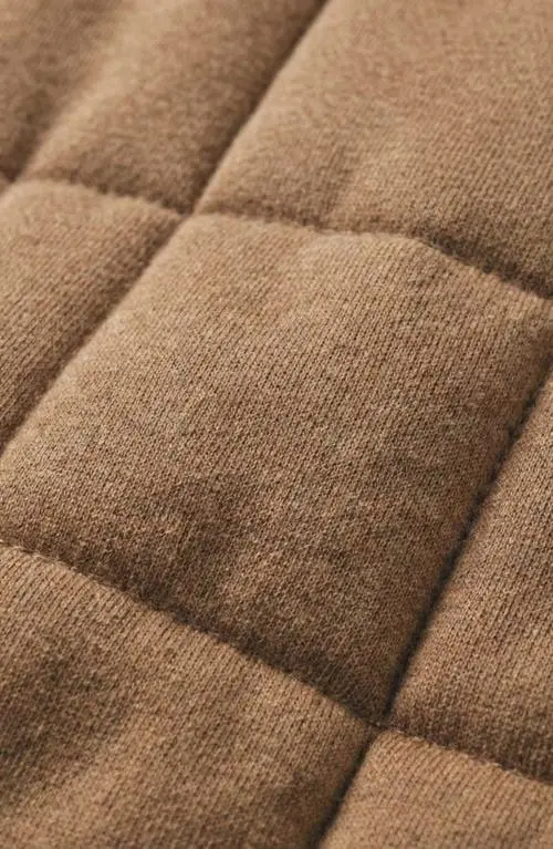 MODENAIRE Quilted Fleece Long Sleeve Jacket - Camel