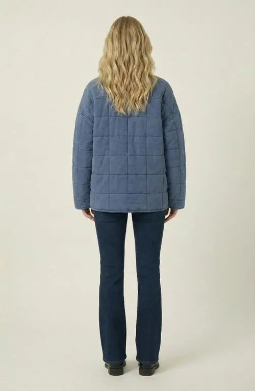 MODENAIRE Quilted Fleece Long Sleeve Jacket - Slate Blue